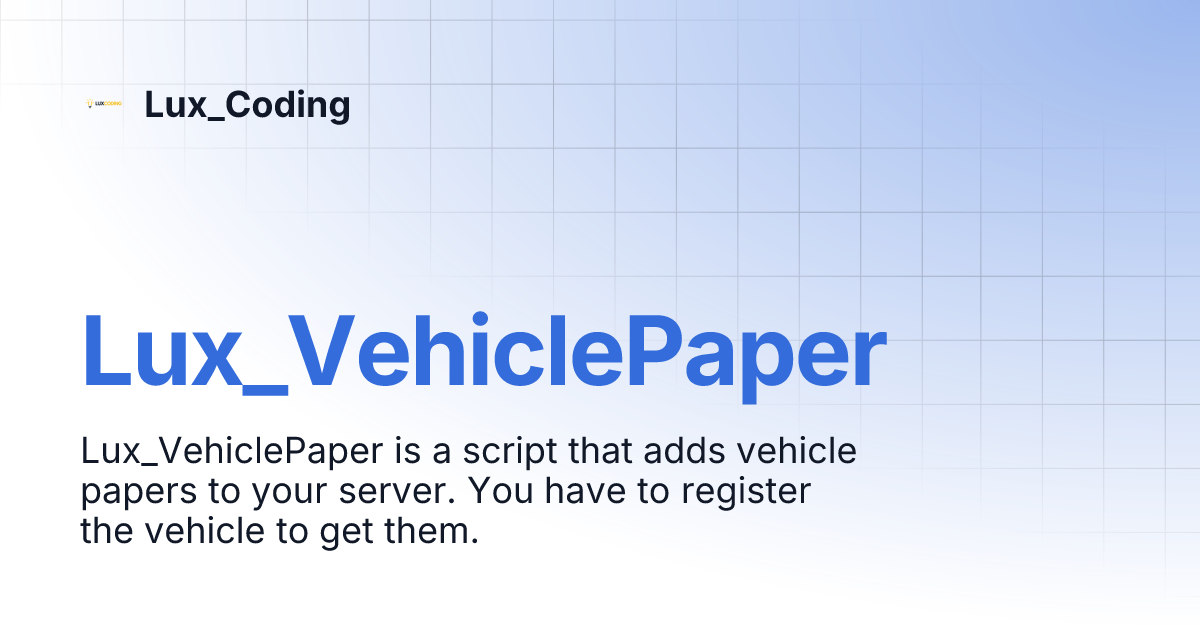 Lux_VehiclePaper | Lux_Coding